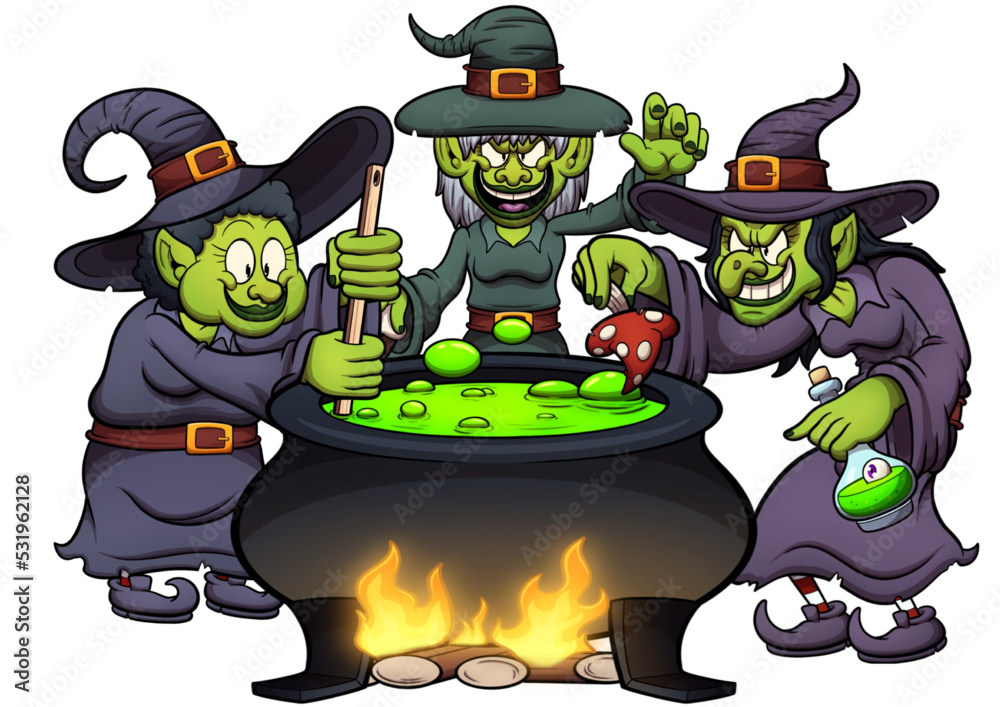 Halloween witches. Vector clip art illustration with simple gradients ...