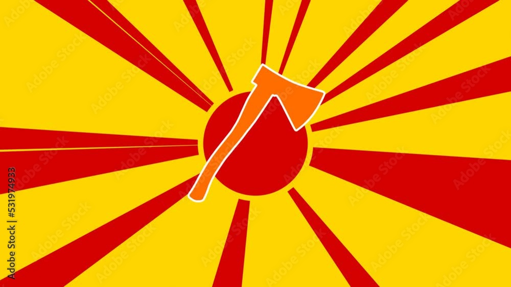 Video „Ax symbol on the background of animation from moving rays of the ...