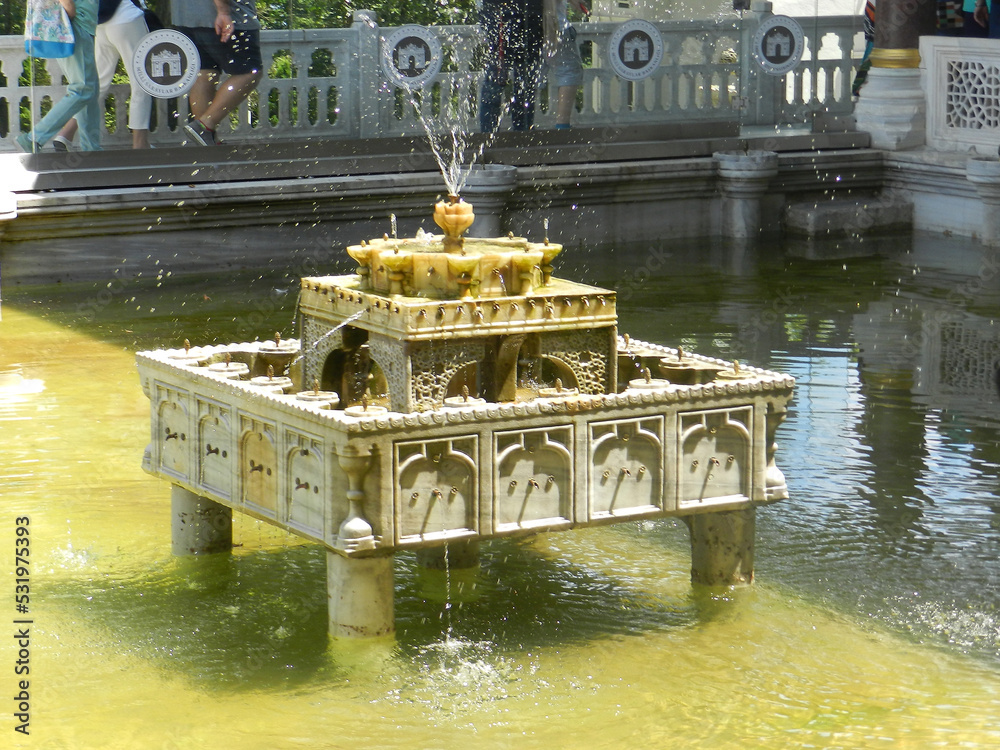 Istanbul (Turkey). Fountain in an inner courtyard of the Topkapi Palace ...