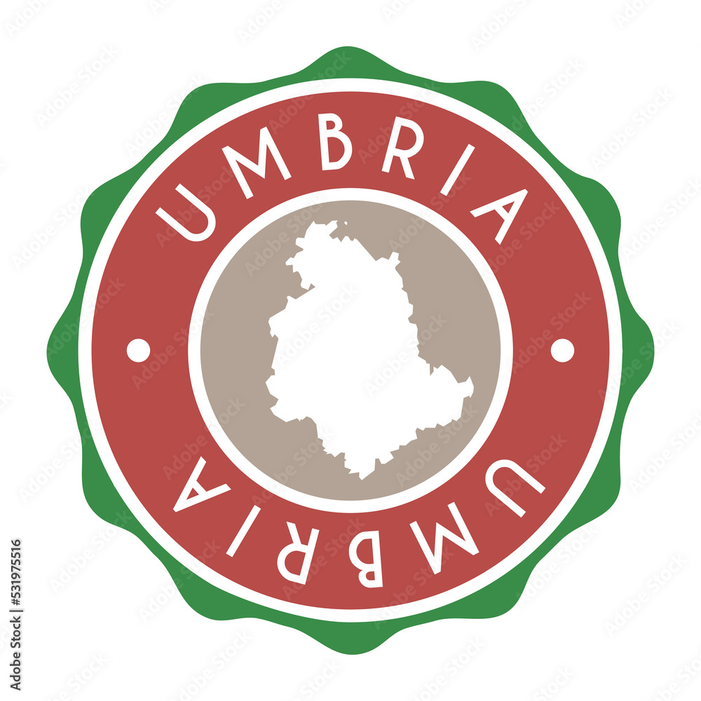 Umbria, Italy Badge Map Vector Seal Vector Sign. National Symbol ...