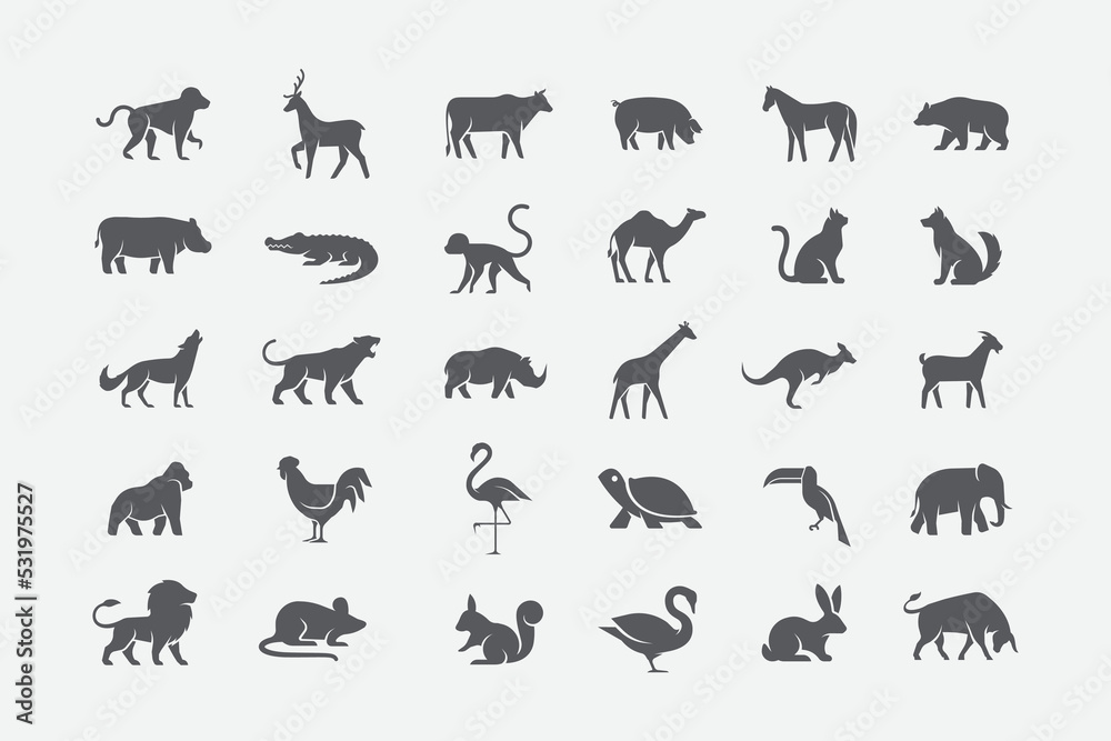 Wildlife icons set. Animals icon pack. wild, pet, zoo vector icon set ... Wildlife icons set. Animals icon pack. wild, pet, zoo vector icon set ...