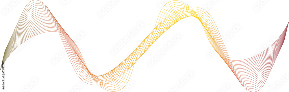 Multicolor wavy lines. Stripes in autumn colors. Isolated png ...