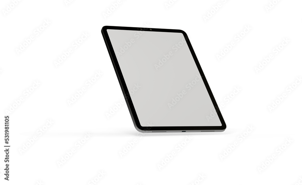 ภาพประกอบสต็อก Blank screen realistic tablet frame, rotated position ...