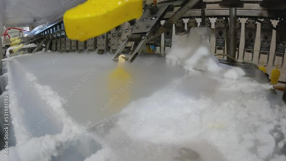 Ice cream production process. Industrial production of ice cream. Ice ...