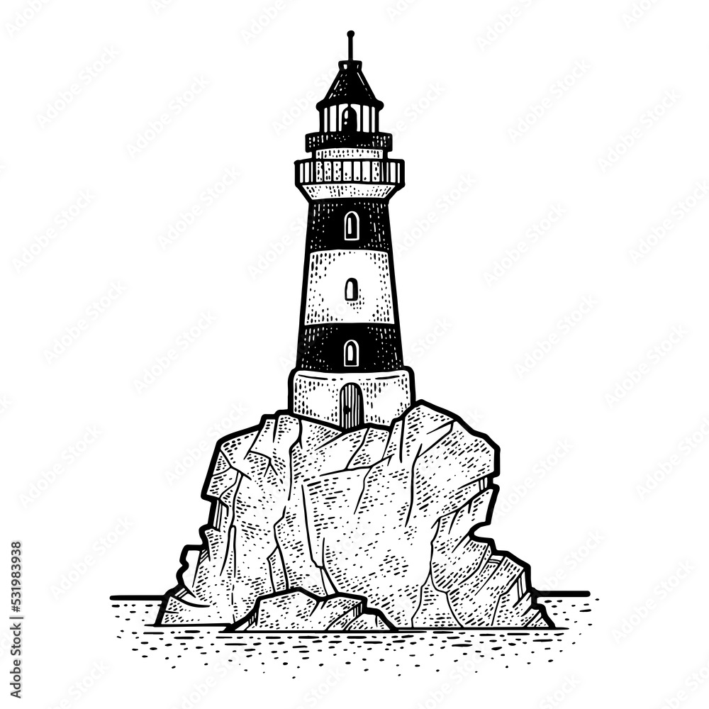 Lighthouse sketch PNG illustration with transparent background Stock ...