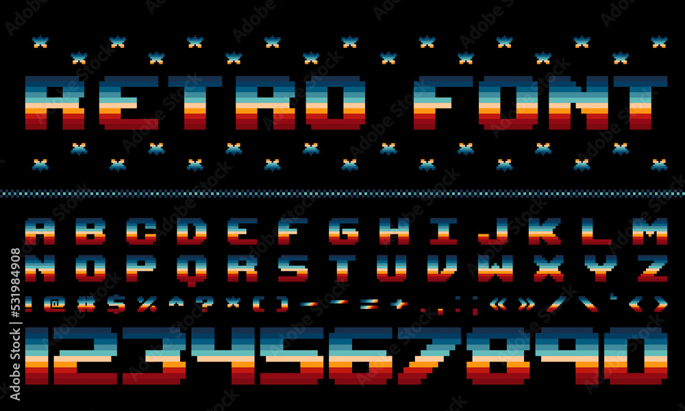 Retro font Decorative design Geometric letters and numbers Vector abc ...