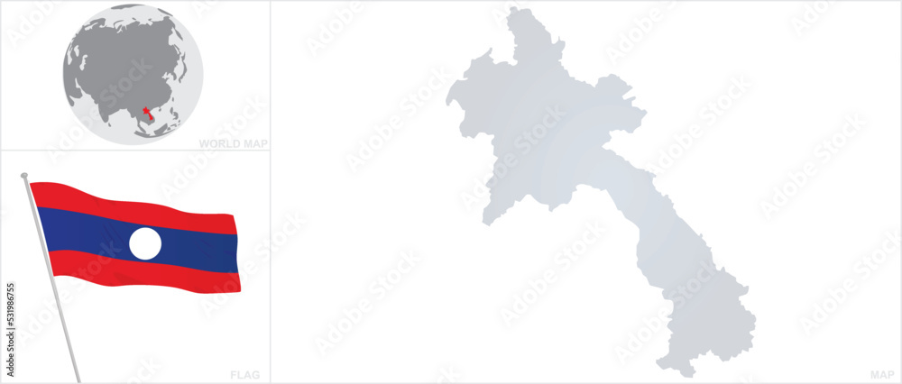 Laos map and flag. vector Stock Vector | Adobe Stock