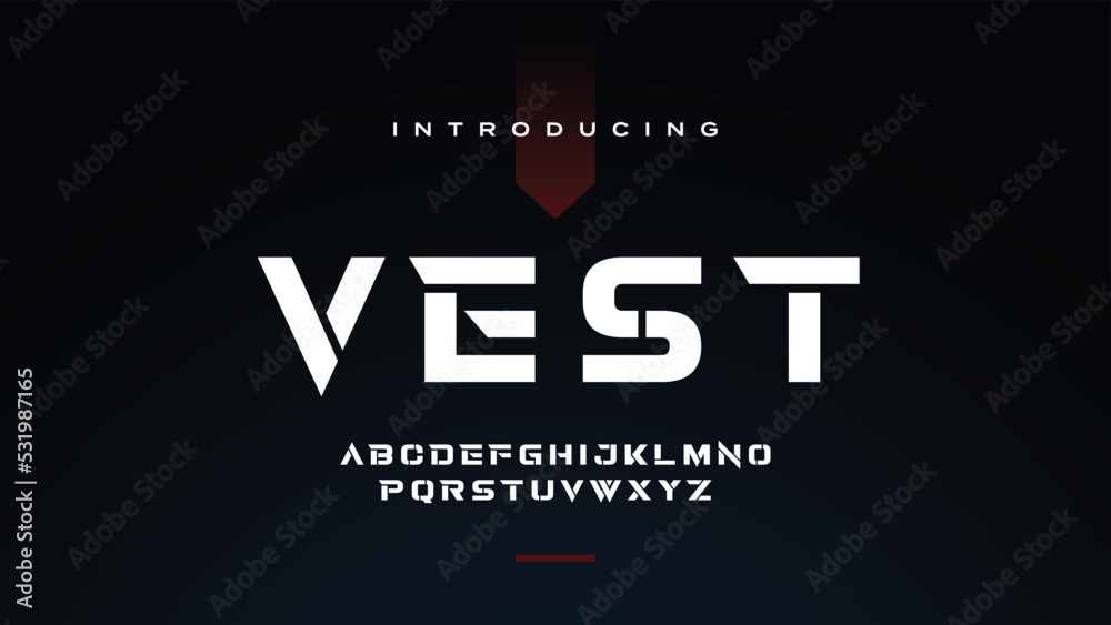 VEST Sports minimal tech font letter set. Luxury vector typeface for ...