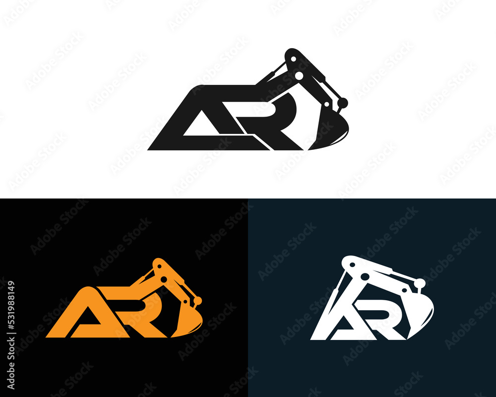Initial Letter AR Excavator Logo Design Concept. Creative Excavators ...