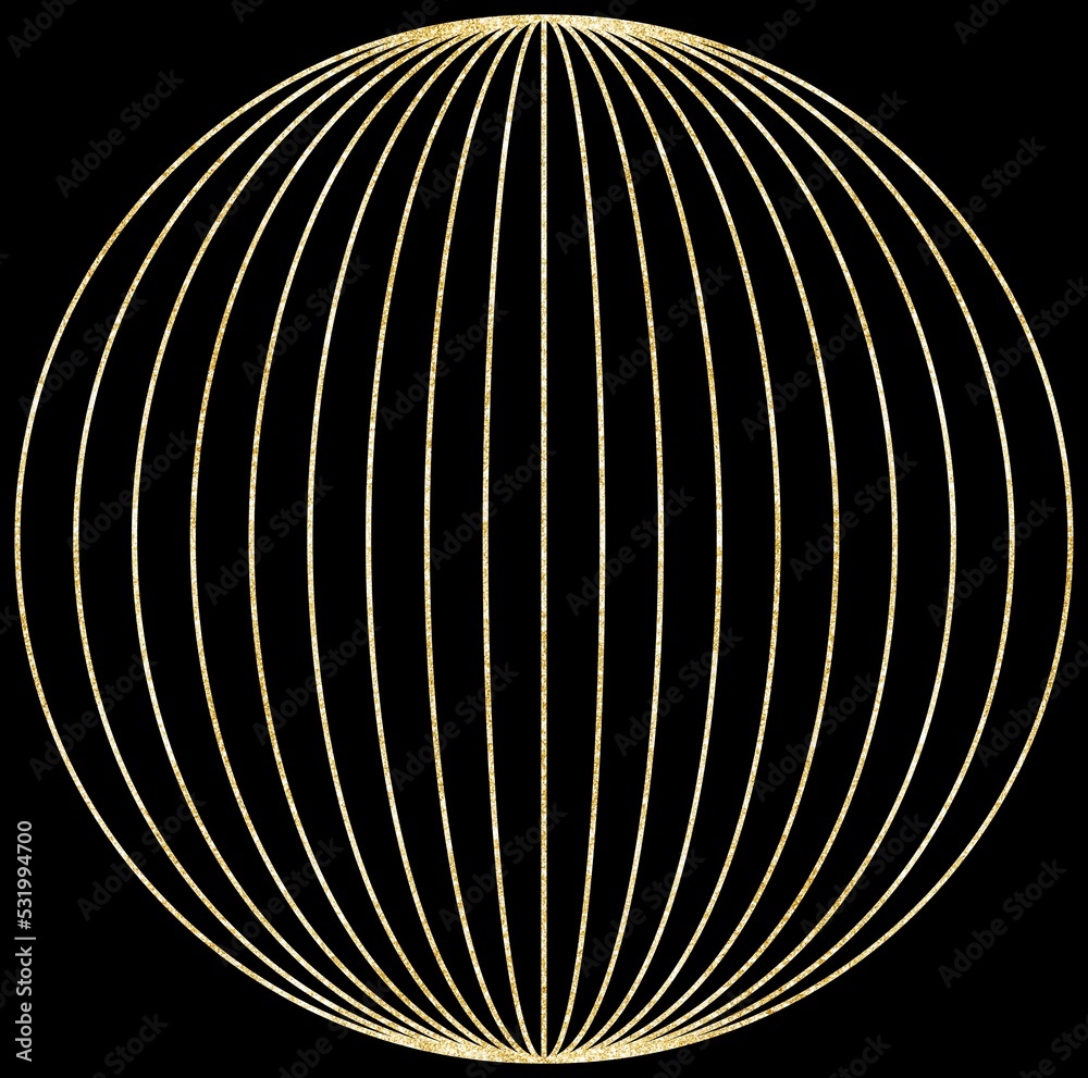 Circle with golden lines. Gold textured shape. Isolated illustration ...
