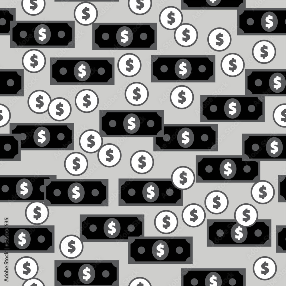 Dollar bank notes seamless pattern. Repeating background with USA ...