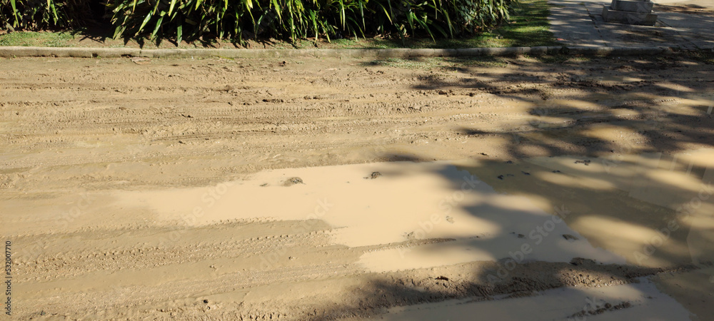 puddle mud dust clay reflection floor asphalt street path mall garden ...