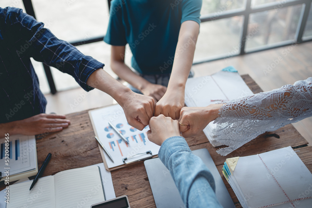 Young entrepreneurs work as a team meeting and work together on a new ...