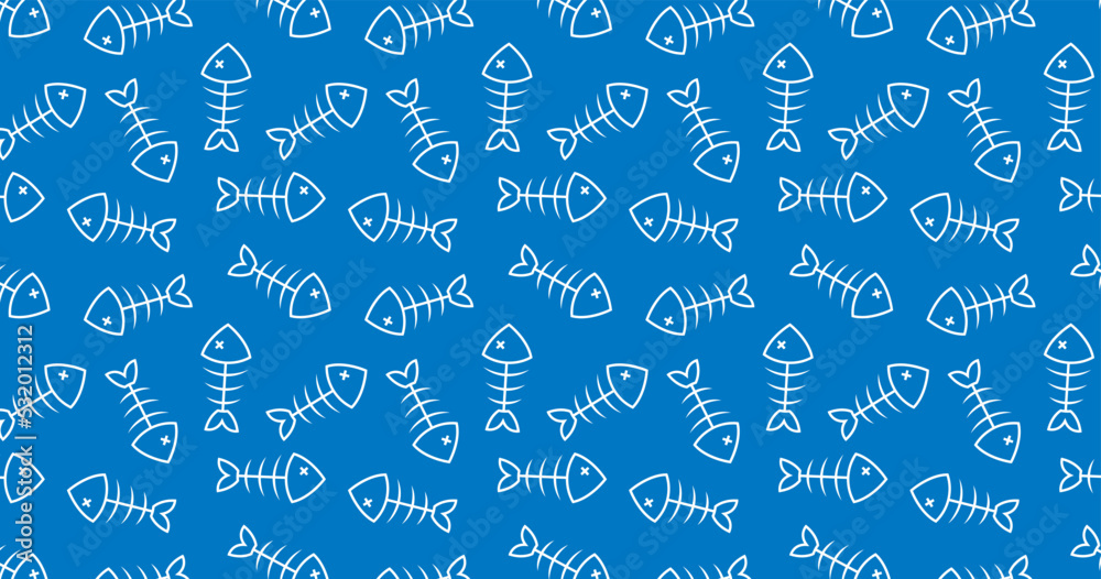 Fish bones pattern background. Fish bones skeleton art symbol cartoon ...