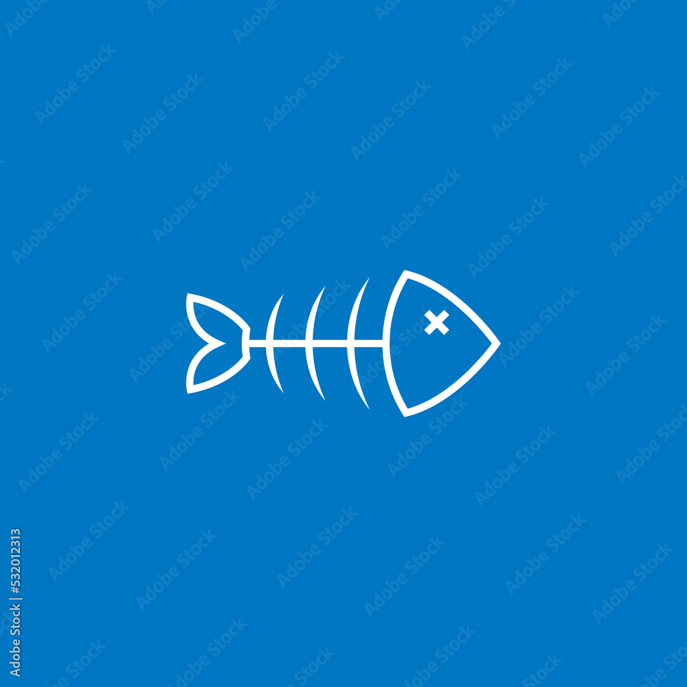 Fish bones skeleton art symbol cartoon vector. sea food restaurant ...