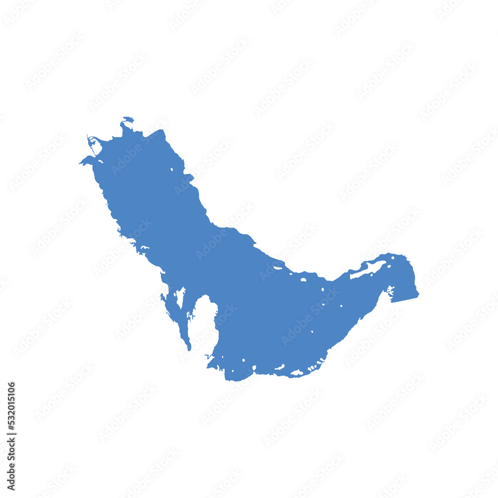 Persian gulf map. Persian gulf or Arabian Gulf map silhouette vector ...