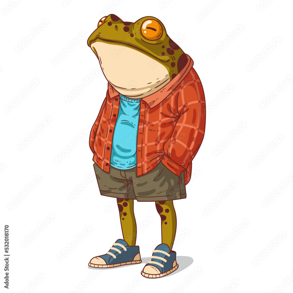 An Urban Frog, isolated vector illustration. Cartoon picture of a ...