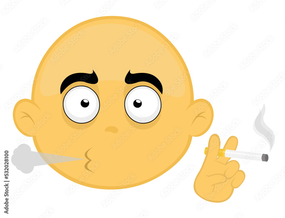 Vector emoji illustration of a yellow cartoon character smoking with a ...