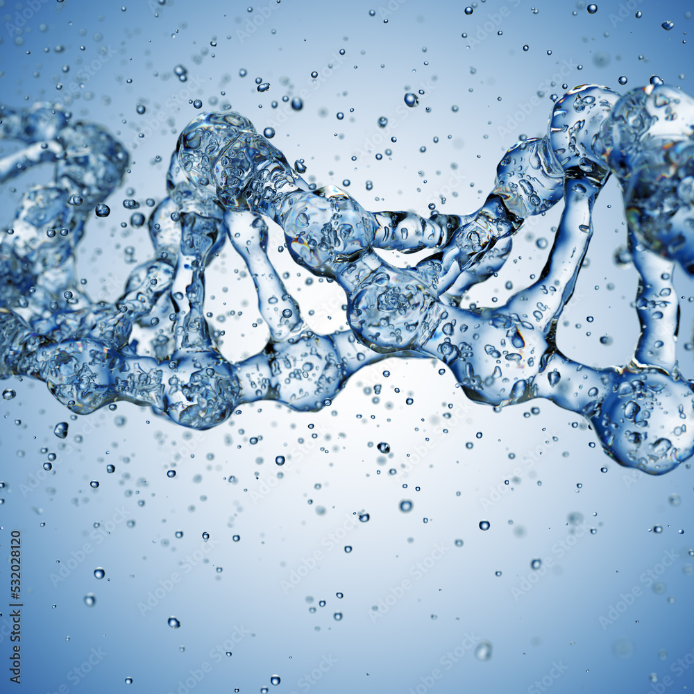 Splashes of water shaped of a DNA molecule. 3d render Stock ...