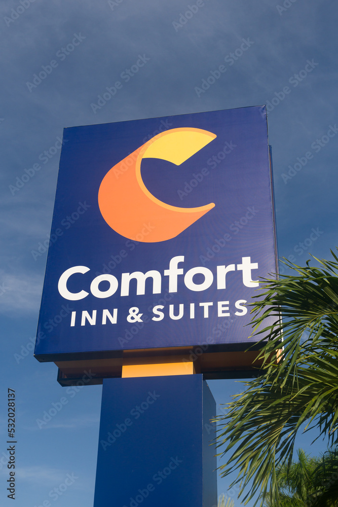 Comfort Suites Motel Exterior and Trademark Logo Stock Photo | Adobe Stock