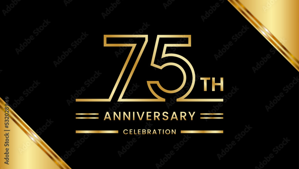 75th Anniversary Celebration with golden text, Golden anniversary ...