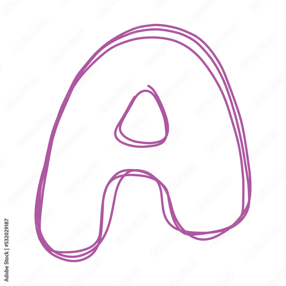 Alphabet A letter hand drawn outline stroke drawing illustration ...