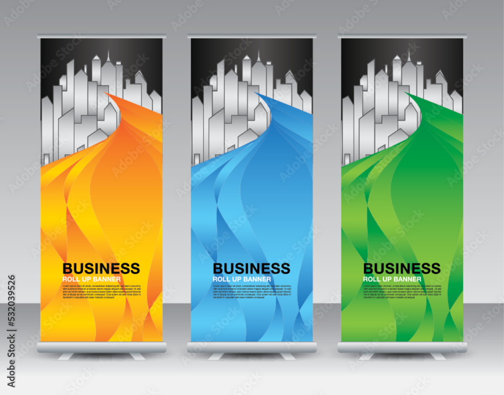 Roll Up banner template set, roll up banner design, banner stand or ...