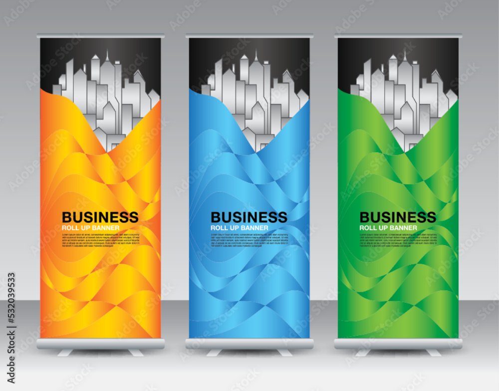 Roll Up banner template set, roll up banner design, banner stand or ...