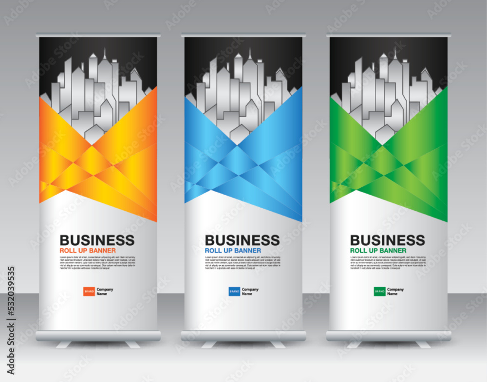Roll Up banner template set, roll up banner design, banner stand or ...