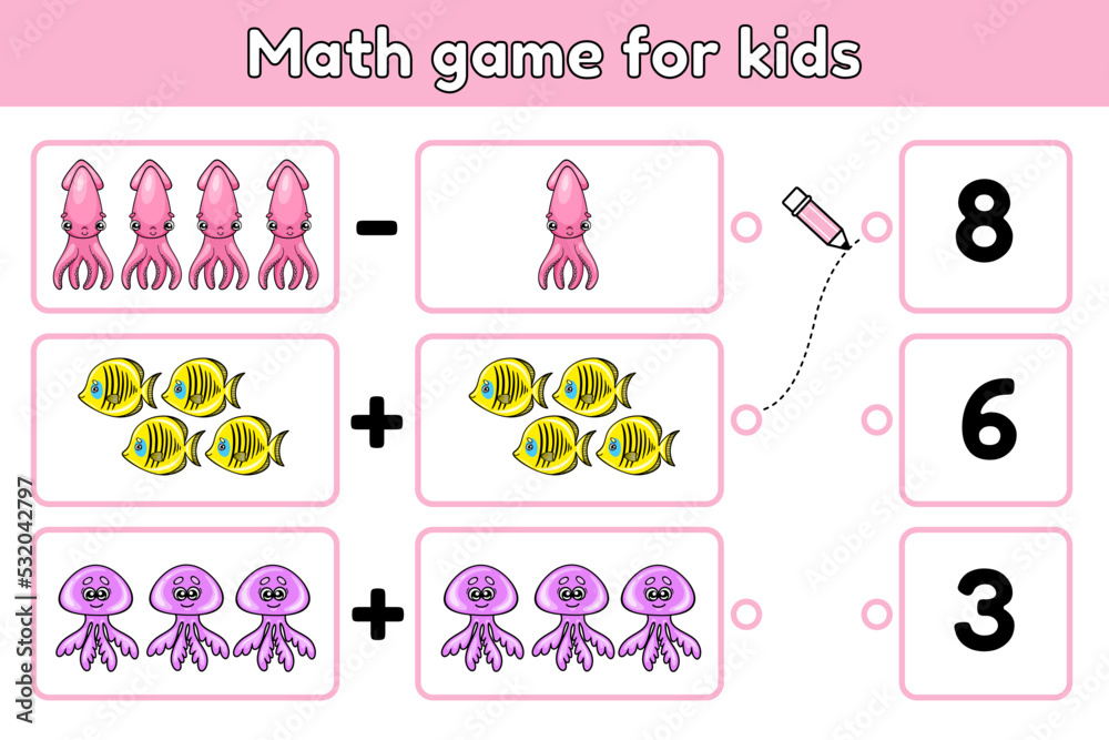 Vetor de Counting game for preschool children. Educational math game ...