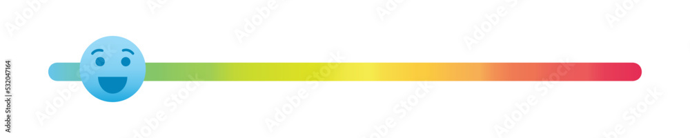 Colorful slider bar with happy laughing face icon. Positive feedback ...