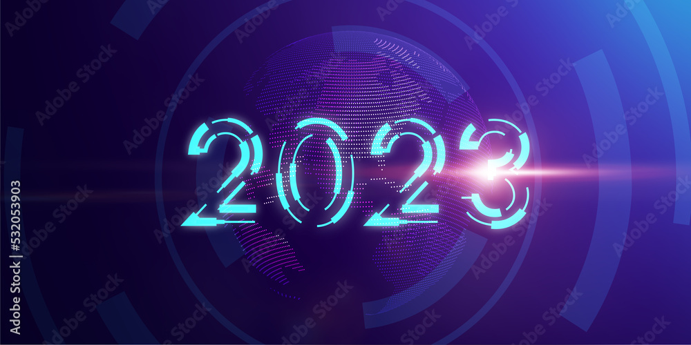 2023 new year digital world technology concept, growth economy business ...