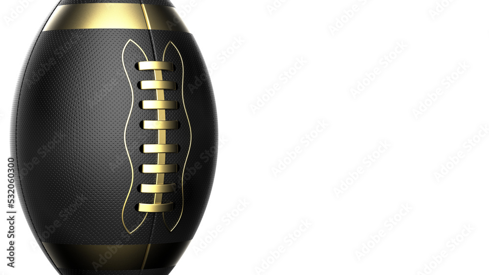 Black-Gold American football standard ball under white background. 3D ...