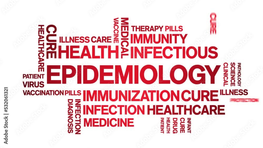 Epidemiology animated tag word cloud;text design animation kinetic ...