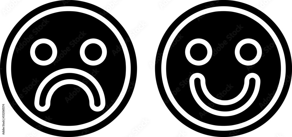Smiley emoticons icon positive, neutral and negative . Smile Icon in ...