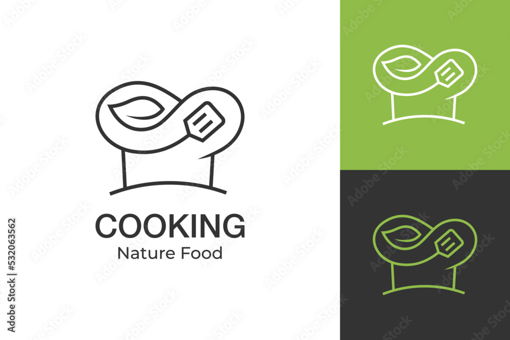 nature chef Cooking logo design line style vector symbol icon design ...