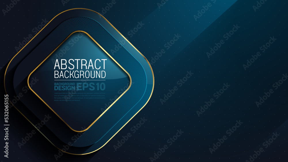 luxury abstract background dark blue color, square left side, straight ...