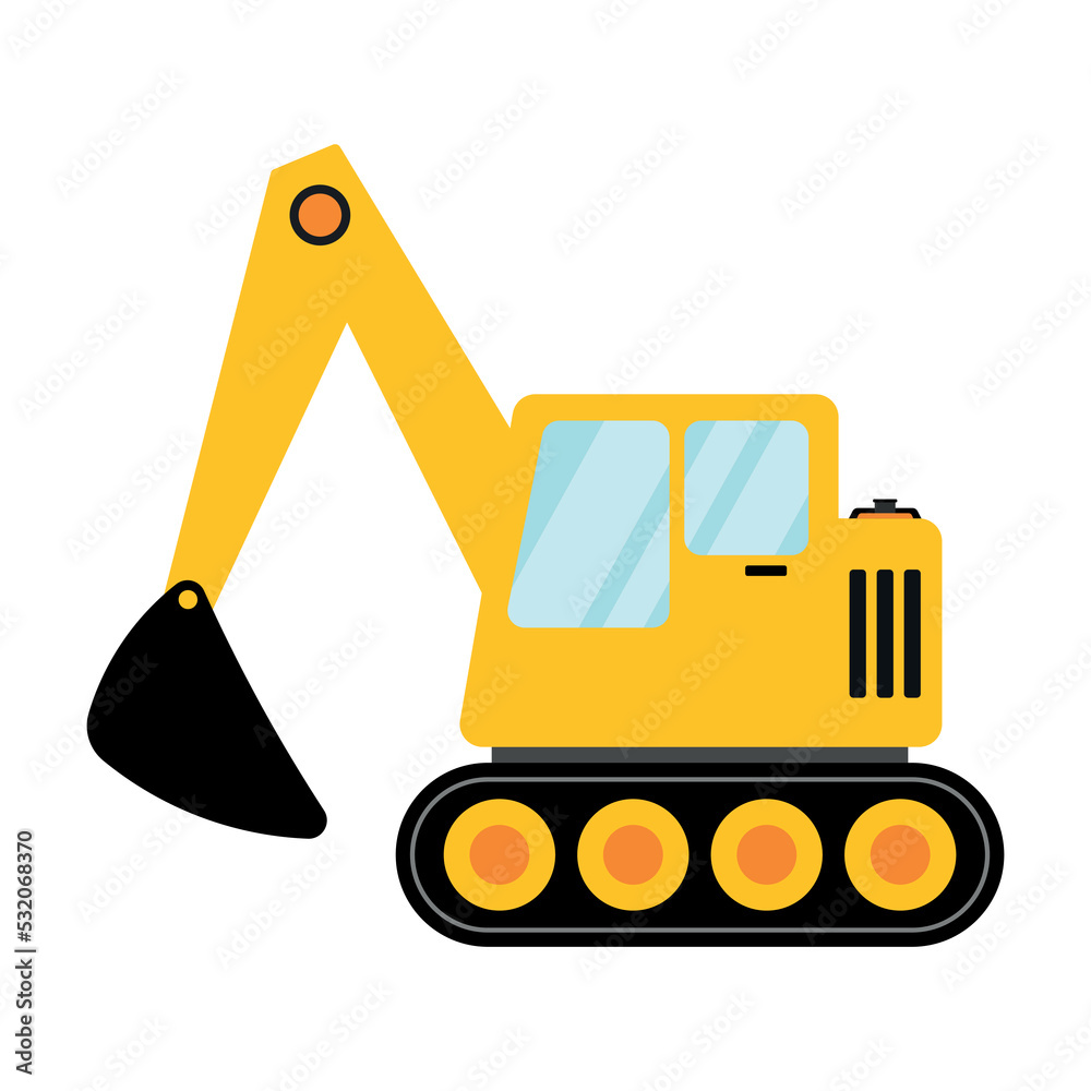 Excavator for Construction Equipment Large Icon Clipart in Animated ...
