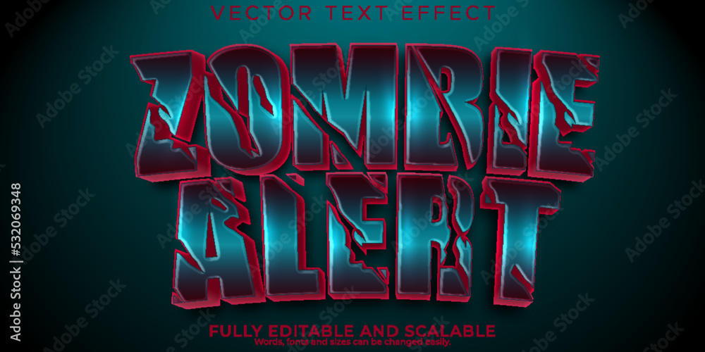 Zombie alert text effect, editable horror and monster text style Stock ...