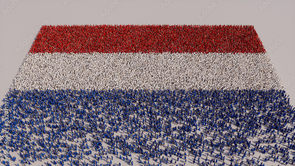 Dutch Flag formed from a Crowd of People. Banner of Netherlands on ...