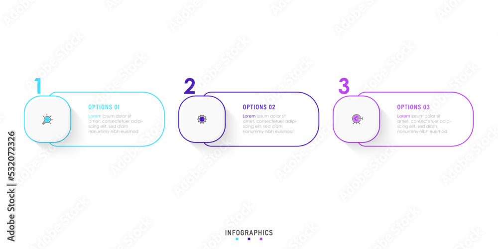 Vector Infographic label design template with icons and 3 options or ...