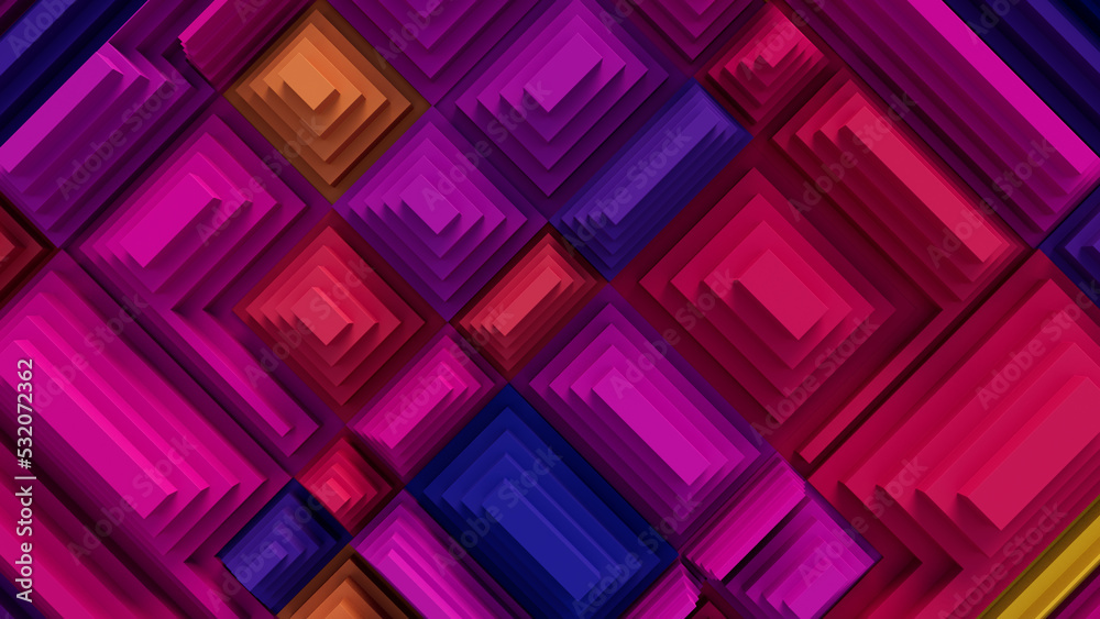 Multicolored Tech Background with a Geometric 3D Structure. Vibrant, Stepped design with ...