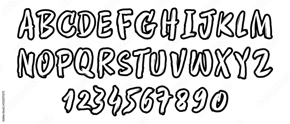 Modern comic style font. Alphabet and numbers illustration isolated on ...