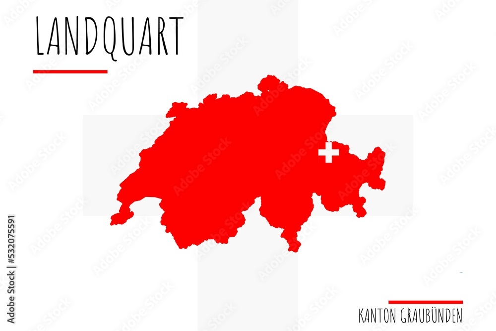 Landquart: Illustration einer Markierung der Stadt Landquart in den ...