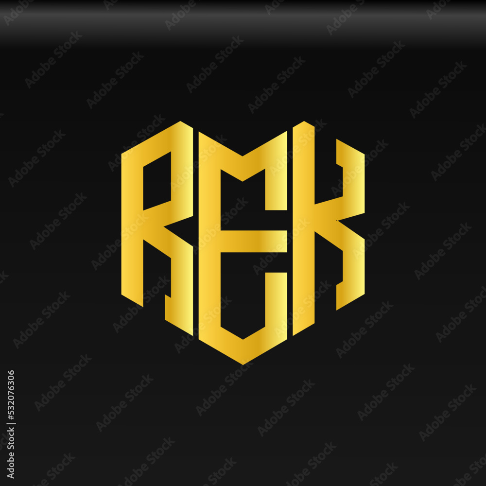 REK letter luxury logo design on black background. REK creative ...