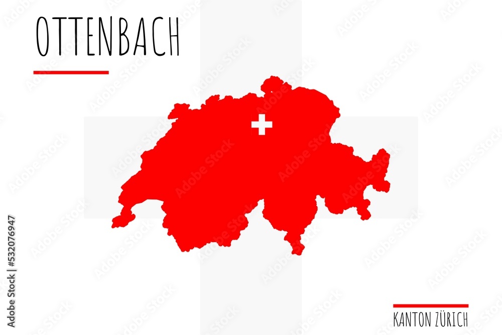 Ottenbach: Illustration einer Markierung der Stadt Ottenbach in den ...