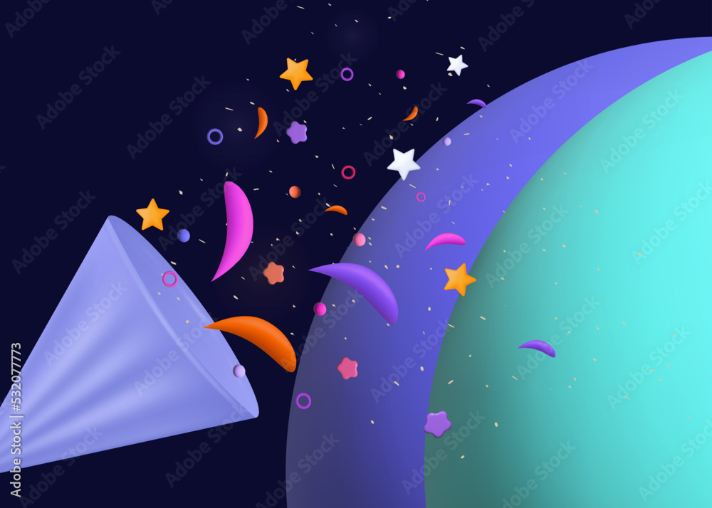 3d grand party. Opening of the festival, celebration, event. Vector ...