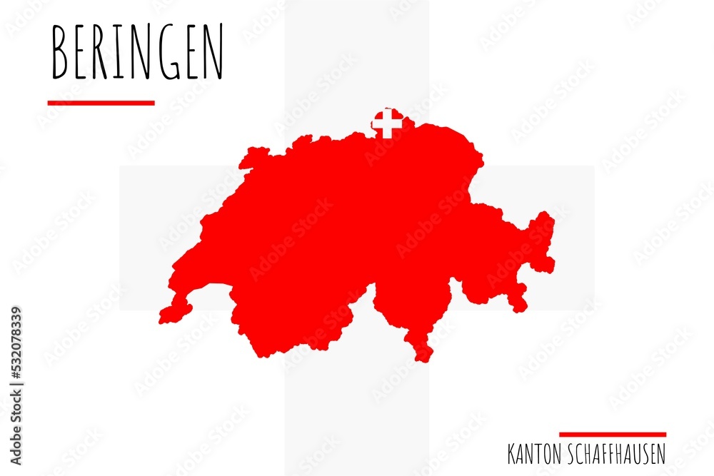 Beringen: Illustration einer Markierung der Stadt Beringen in den ...