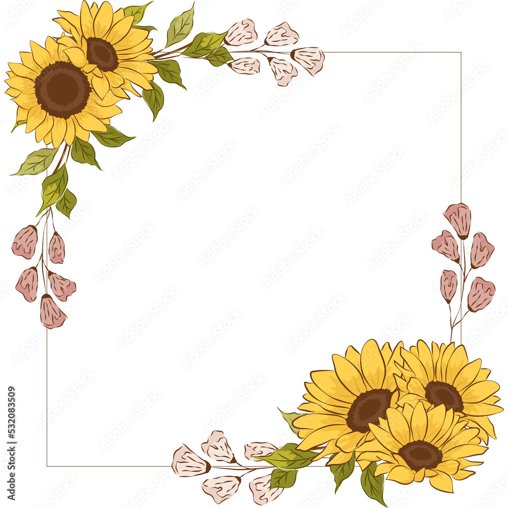 sunflower border frame PNG Clipart illustration Stock Illustration ...