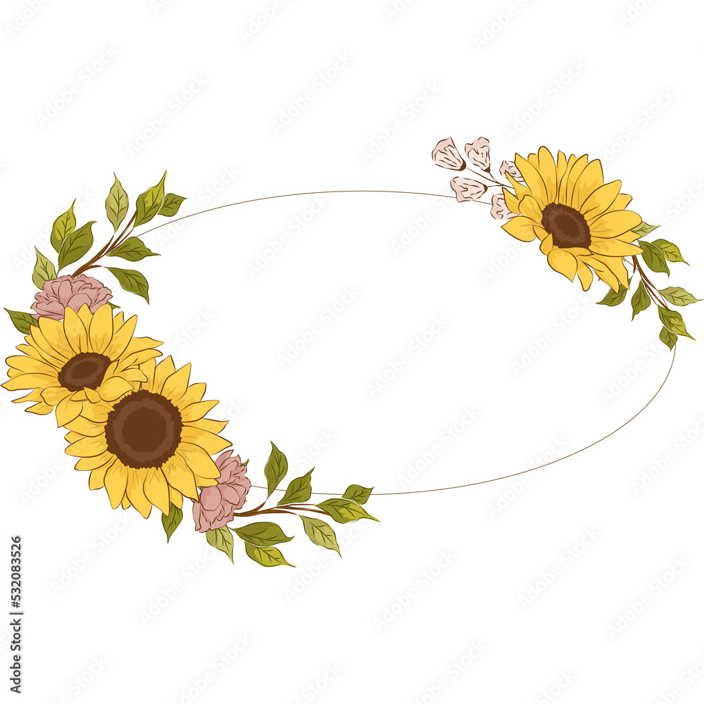 sunflower border frame PNG Clipart illustration Stock Illustration ...